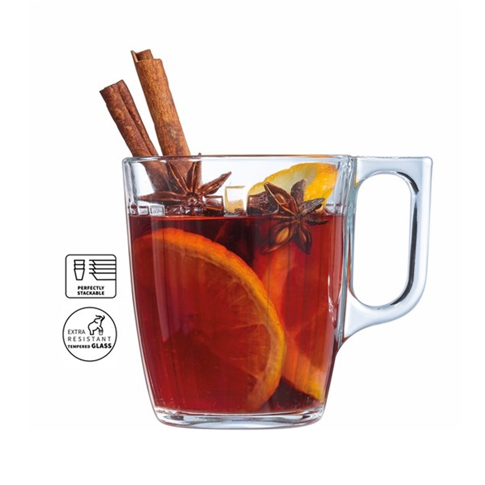 Tea Mug Luminarc Grand Central Ribbed 250ml Glass Cups Coffee Hot ...