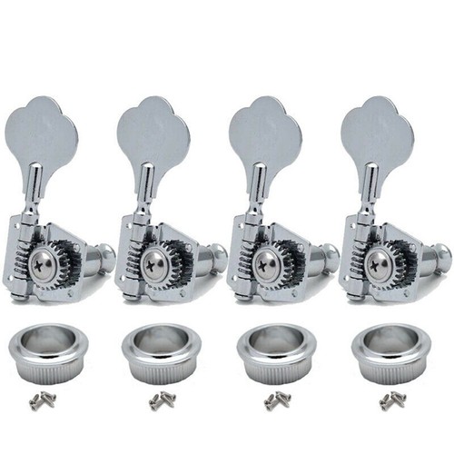 Sliver Bass Guitar Tuners Tuning Pegs Keys Machine Heads Open Gear Set ...