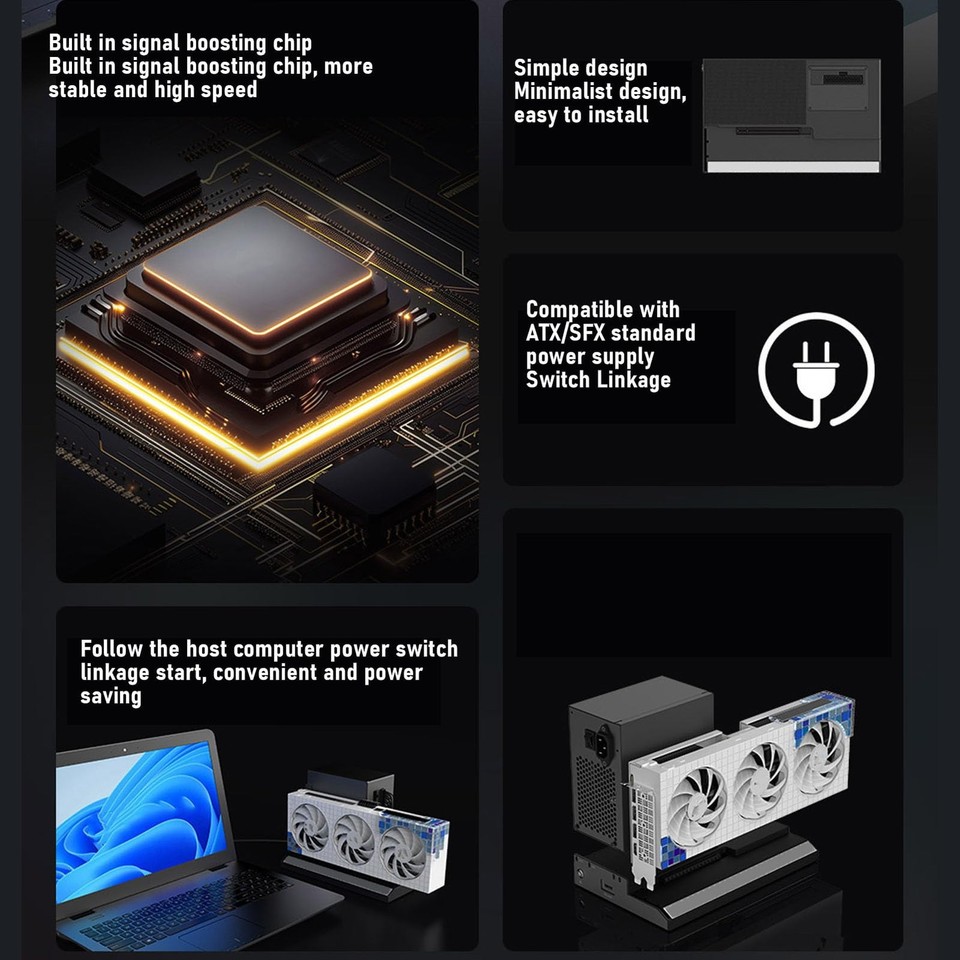 External GPU Dock Station, 64 Bit Mini eGPU Enclosure Oculink Graphics ...