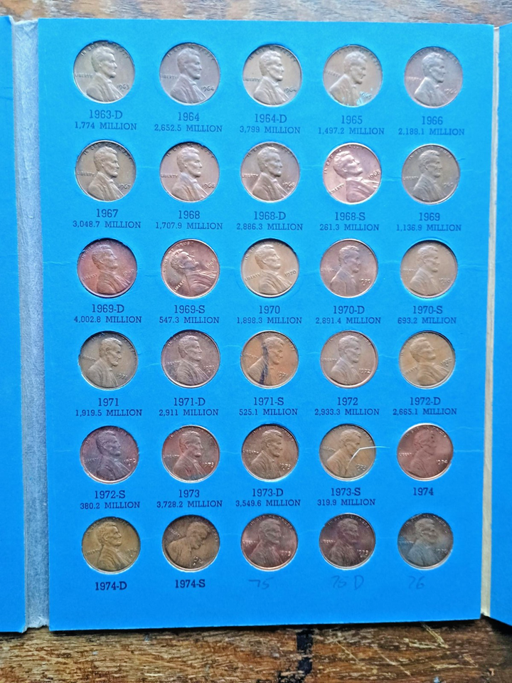 Lincoln Cent Collection in Whitman Book No. 2 - Complete 90 Coins 1941 ...