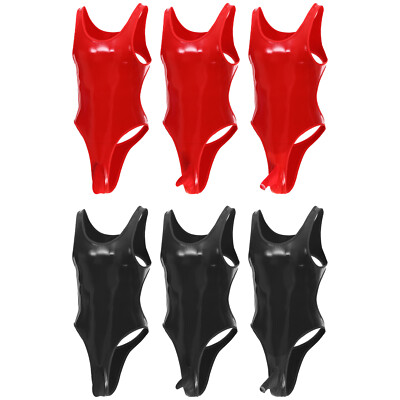 Mens PVC Leather Wresting Singlet Leotard with Penis Sheath Bodysuit ...