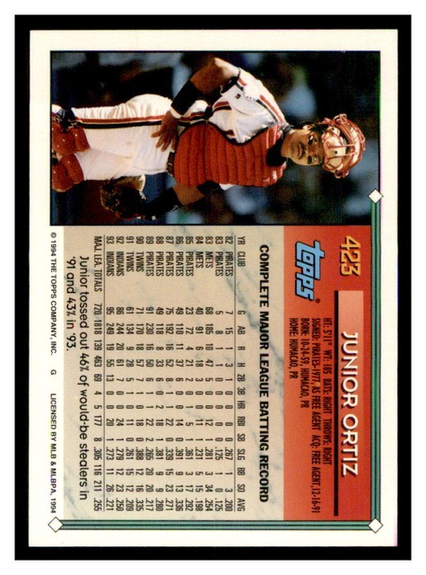1994 Topps - #423 Junior Ortiz for sale online | eBay