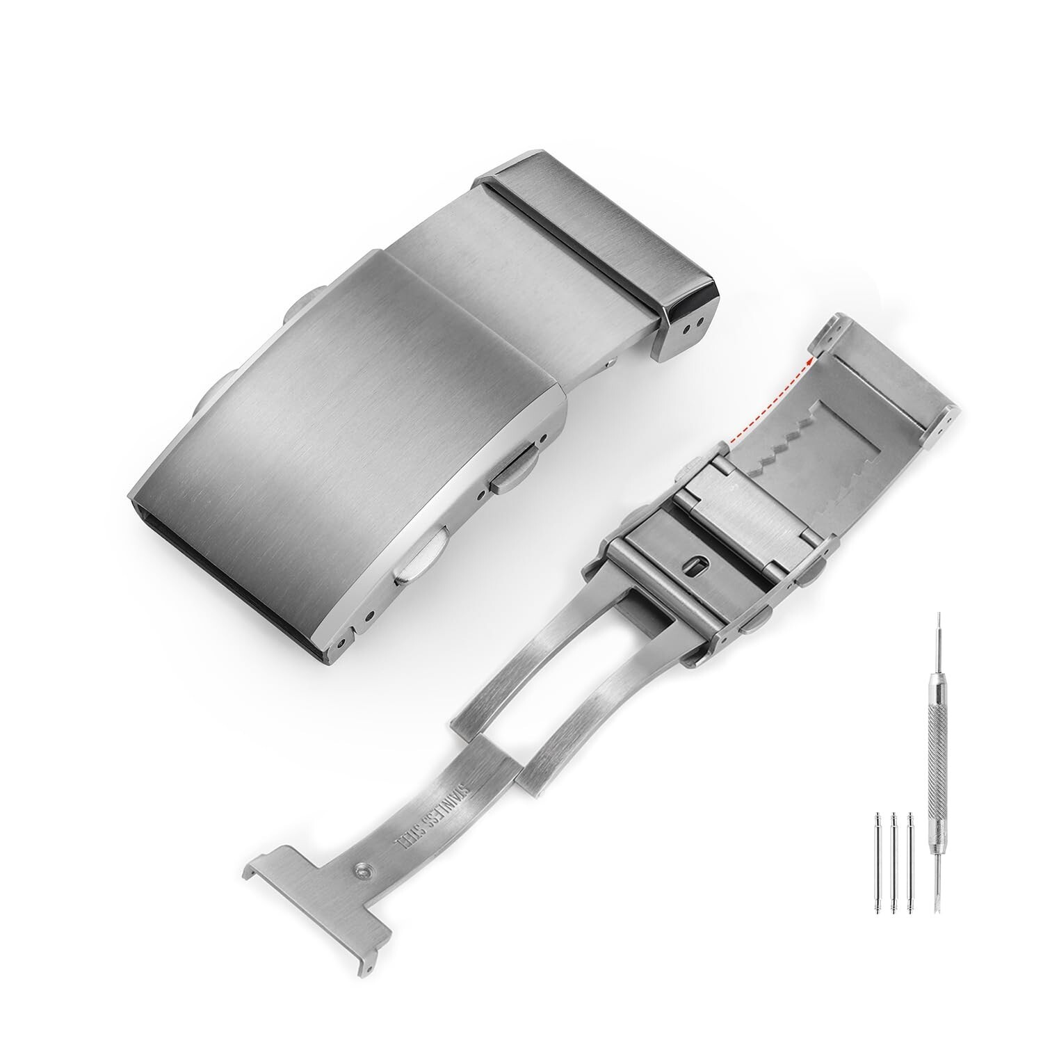 Watch Clasps Stainless Steel Watchband Milled Clasp Folding Deployment ...