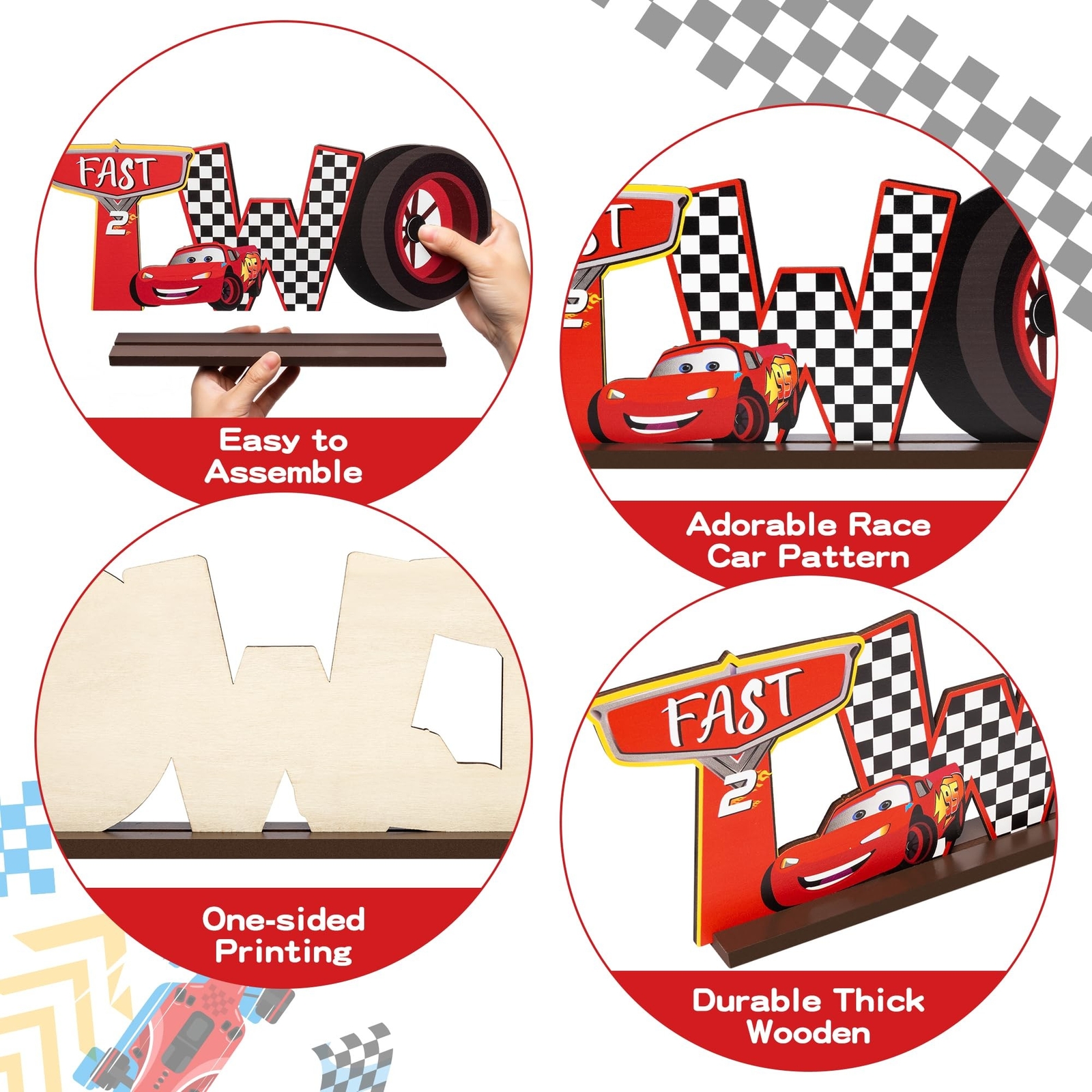 Race Two Table Centerpieces - Race Car Two Fast Letter Sign Curious ...