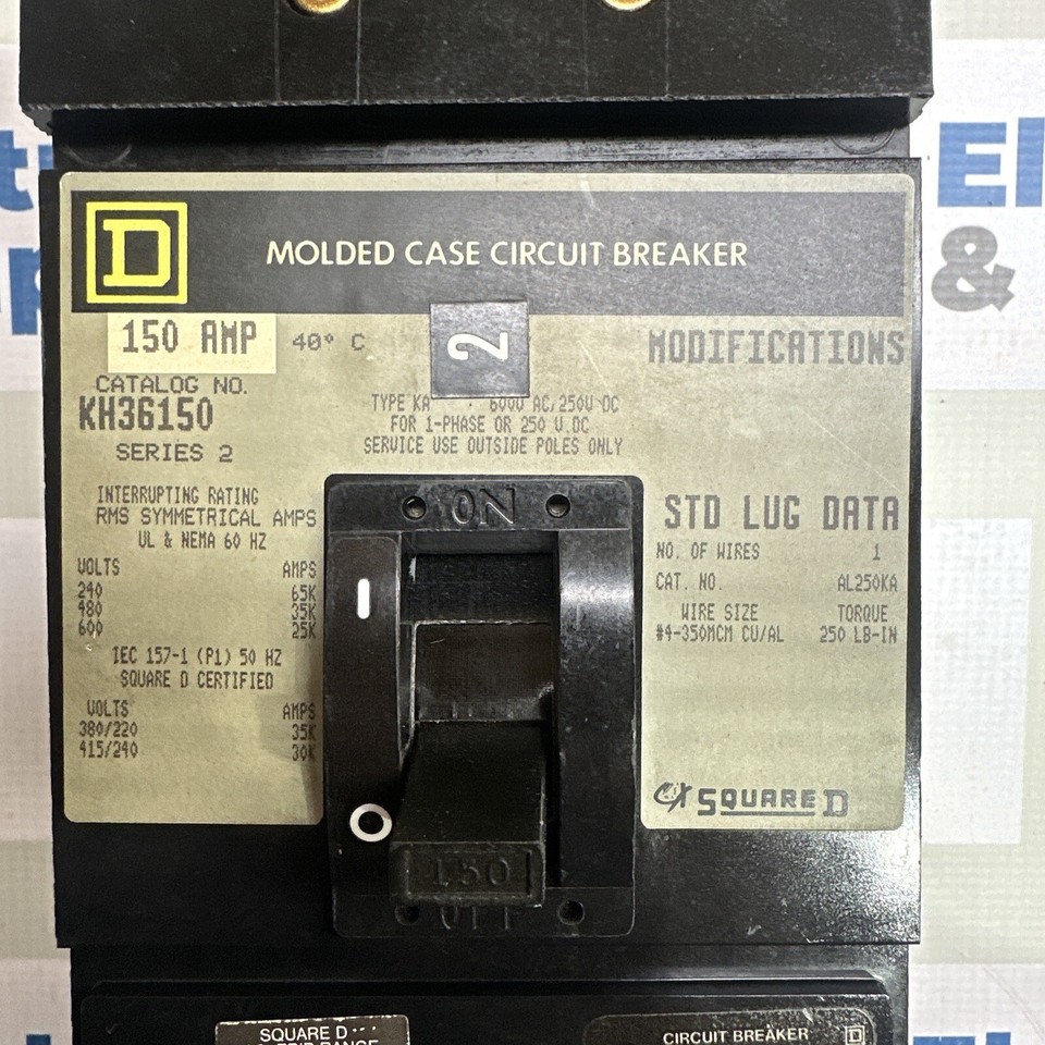 KH36150 SQUARE D CIRCUIT BREAKER 150A 600V 3P. | eBay