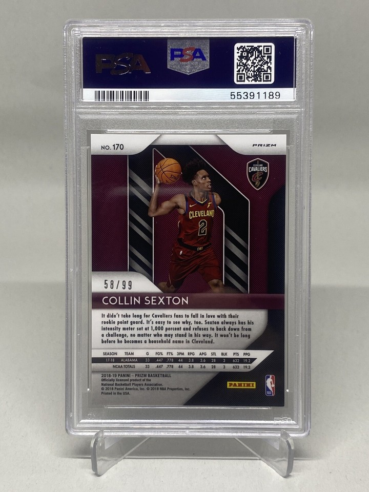 COLLIN SEXTON 2018-19 Panini Prizm BLUE ICE PRIZM ROOKIE RC #d/99 PSA MINT 9 | eBay