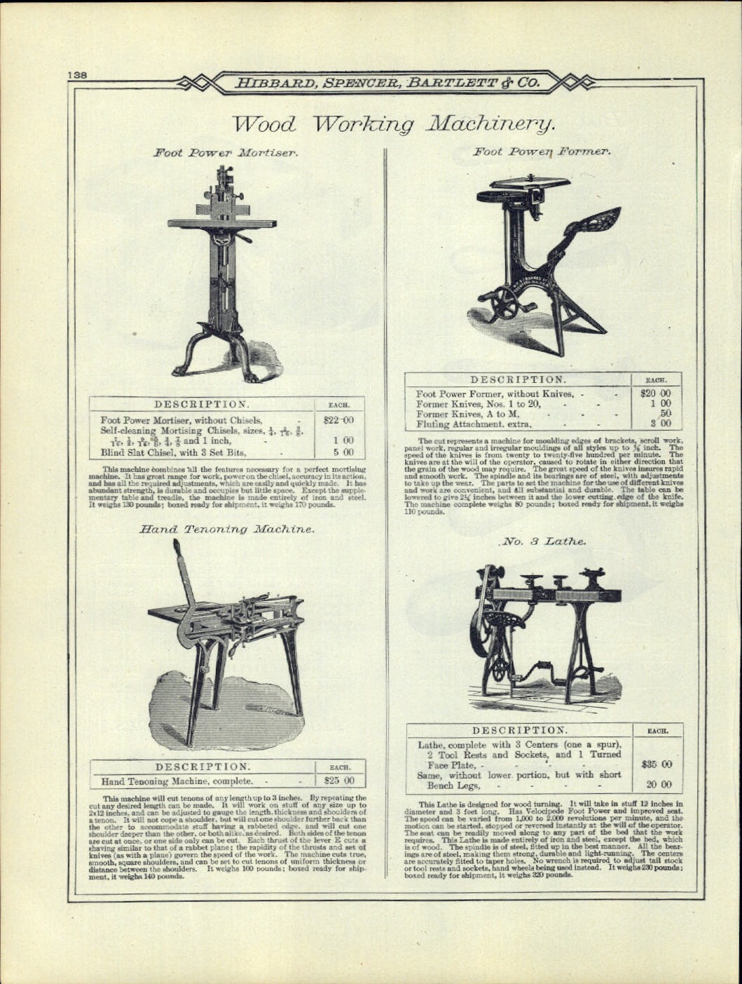 1895 PAPER AD Vintage Antique Barnes Foot Power Wood Former Mortiser ...