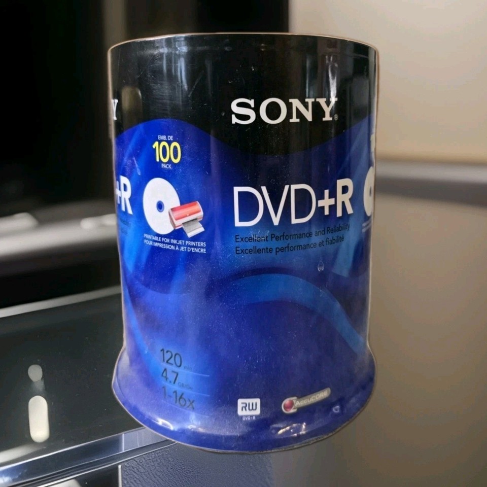 Sony DVD+R 100 Pack 120min 4.7GB 1-16X Optical Media Storage New | eBay