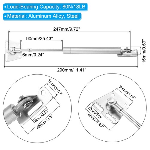18LB/80N Gas Struts, 11.4 Inch Spring Shocks Lift Support for RV ...