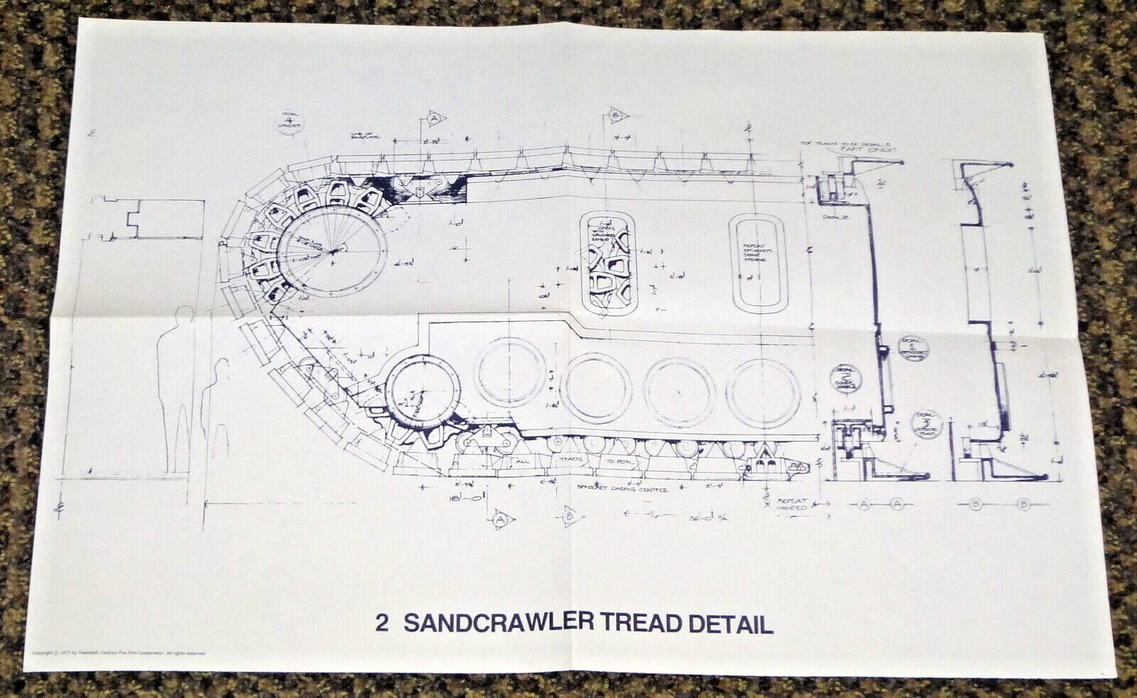 VTG 1977 LUCASFILM STAR WARS MOVIE SANDCRAWLER SCHEMATIC BLUEPRINT ...