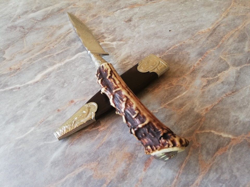RARE GERMAN HUGO KOLLER SOLINGEN STAG ANTLER HANDLE HUNTING BOOT KNIFE ...