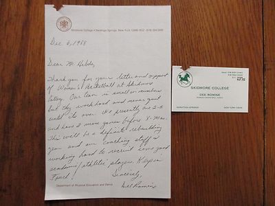 DEE ROMINE Signed 1988 Personal Letter Skidmore College Women ...