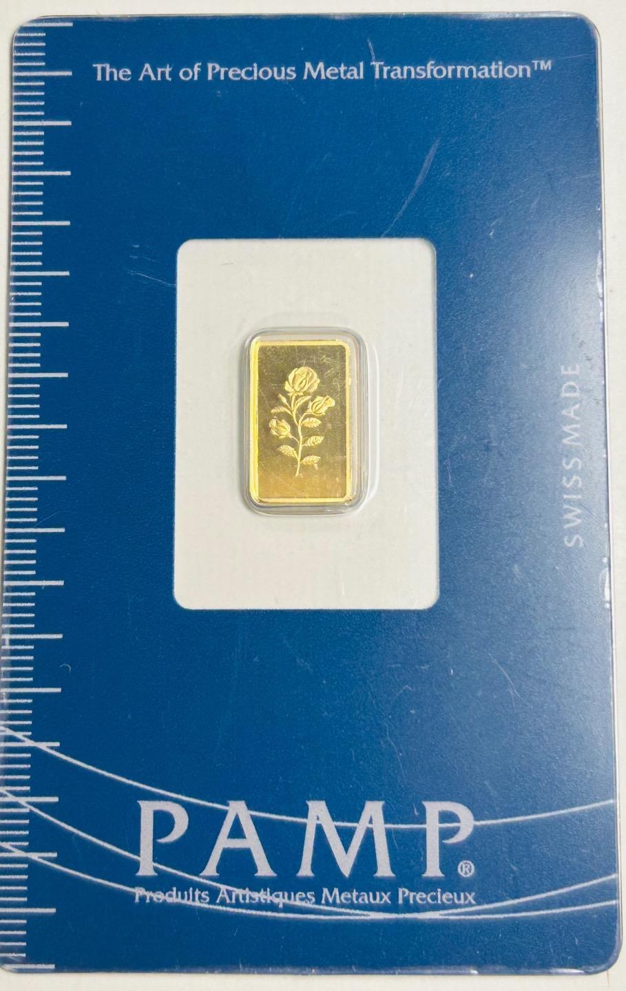 1 Gram PURE GOLD PAMP SUISSE ROSA 999.9 BULLION BAR ROSE Cert Sealed ...