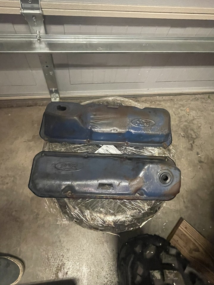 Vintage OEM Ford 351C Stamped Valve Cover Set 351 Cleveland blue 1973 ...