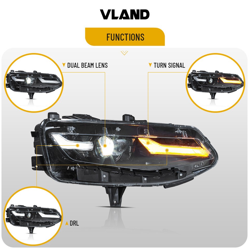 2019-2024 Chevrolet Camaro LT LS VLAND 2x LED Headlights For Projector ...