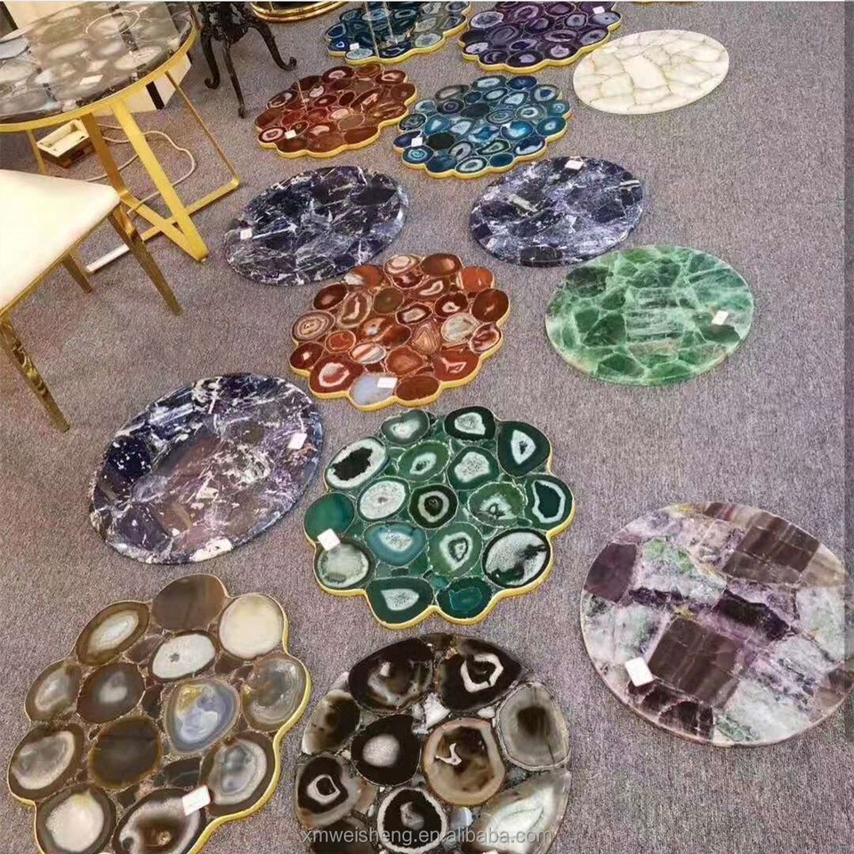 White Quartz Table Top, Quartz Round Table, Agate Sofa Table, Agate ...