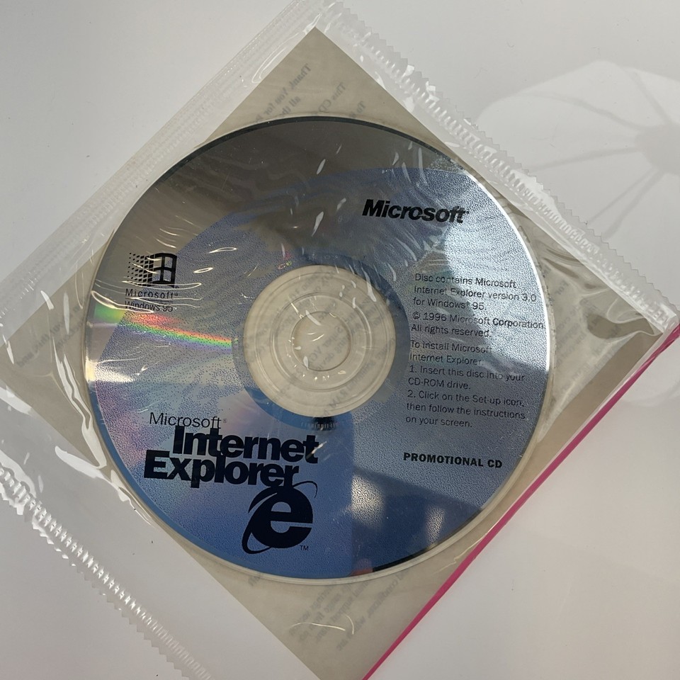 Microsoft Internet Explorer Version 3.0 Windows 95 1996 Promotional CD ...
