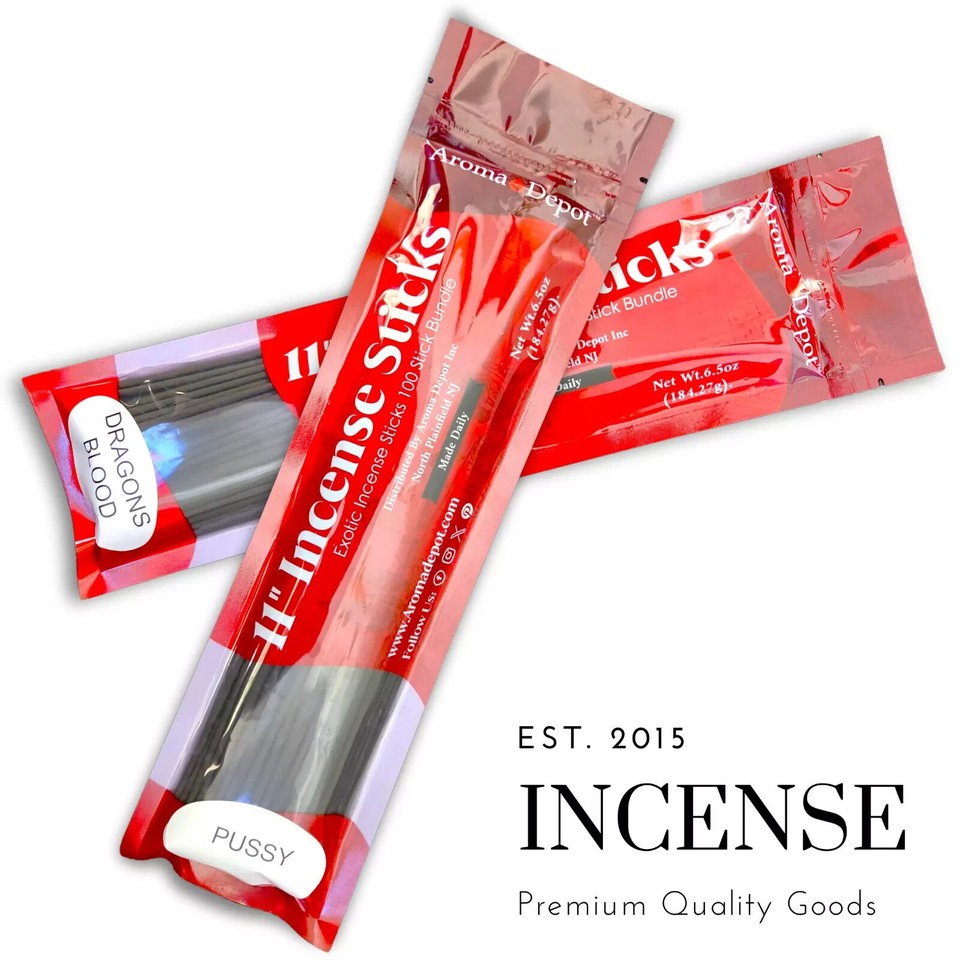 11'' Incense Sticks 100 Bulk Pack Hand Dipped Mix Match Wholesale Huge ...