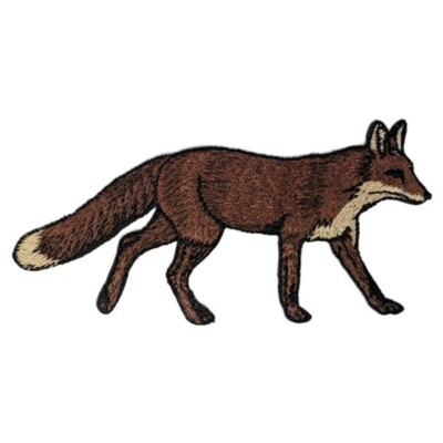 Walking Brown Fox Iron on Patch Wildlife Dingo Zoo Cream Black 11×5.5×0 ...
