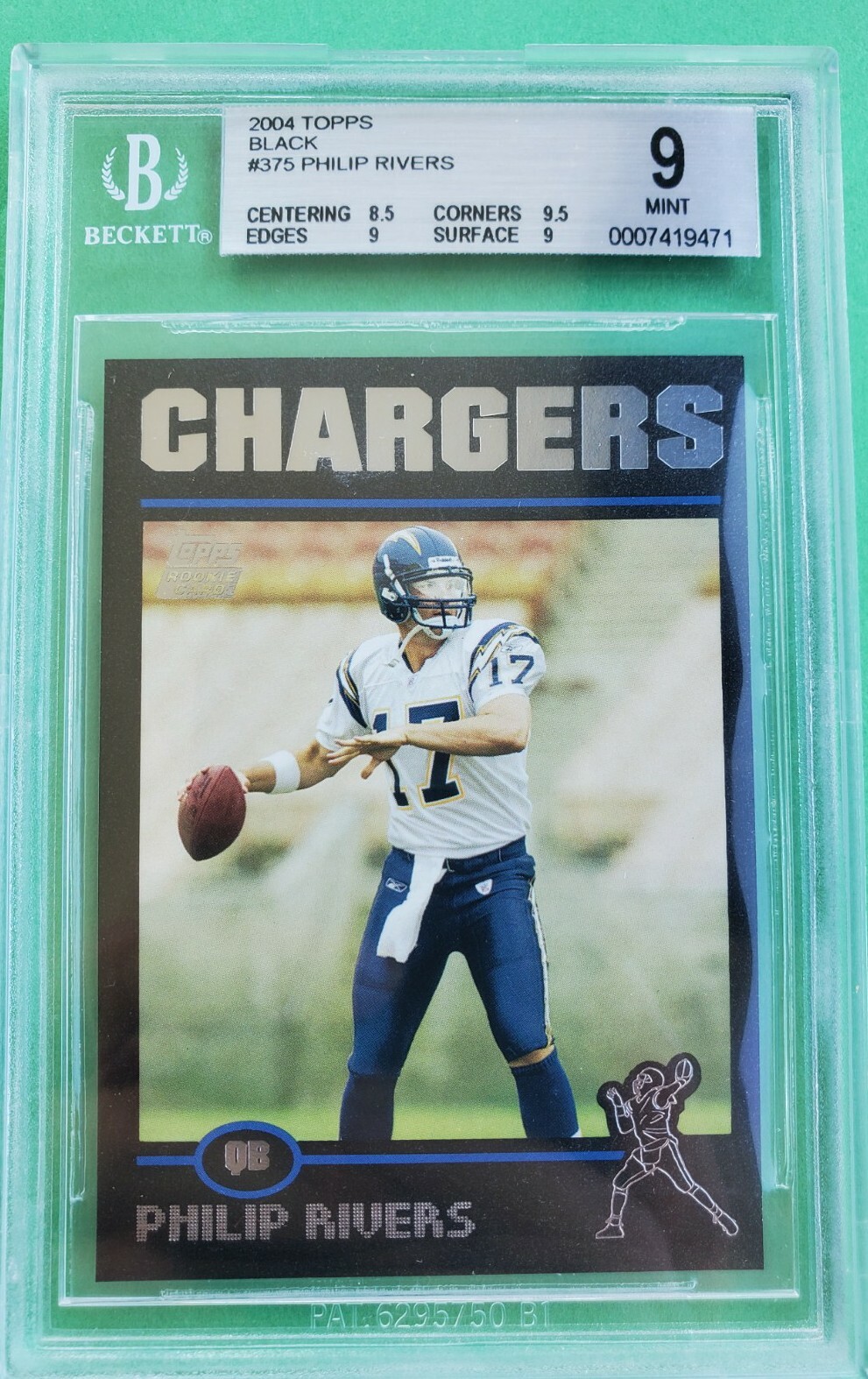 2004 Topps Black #375 Philip Rivers RC Rookie 129/150 BGS 9 MINT W/ 9.5 ...