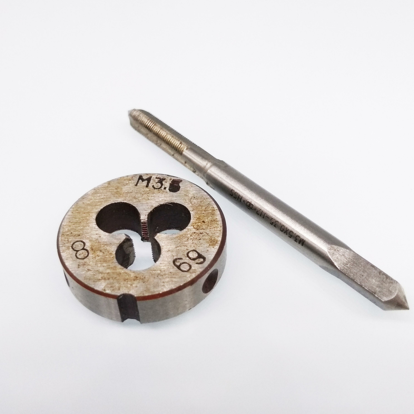 HSS M3.5 x 0.35mm Tap & M3.5 x 0.35mm Die Metric Thread Right Hand ...
