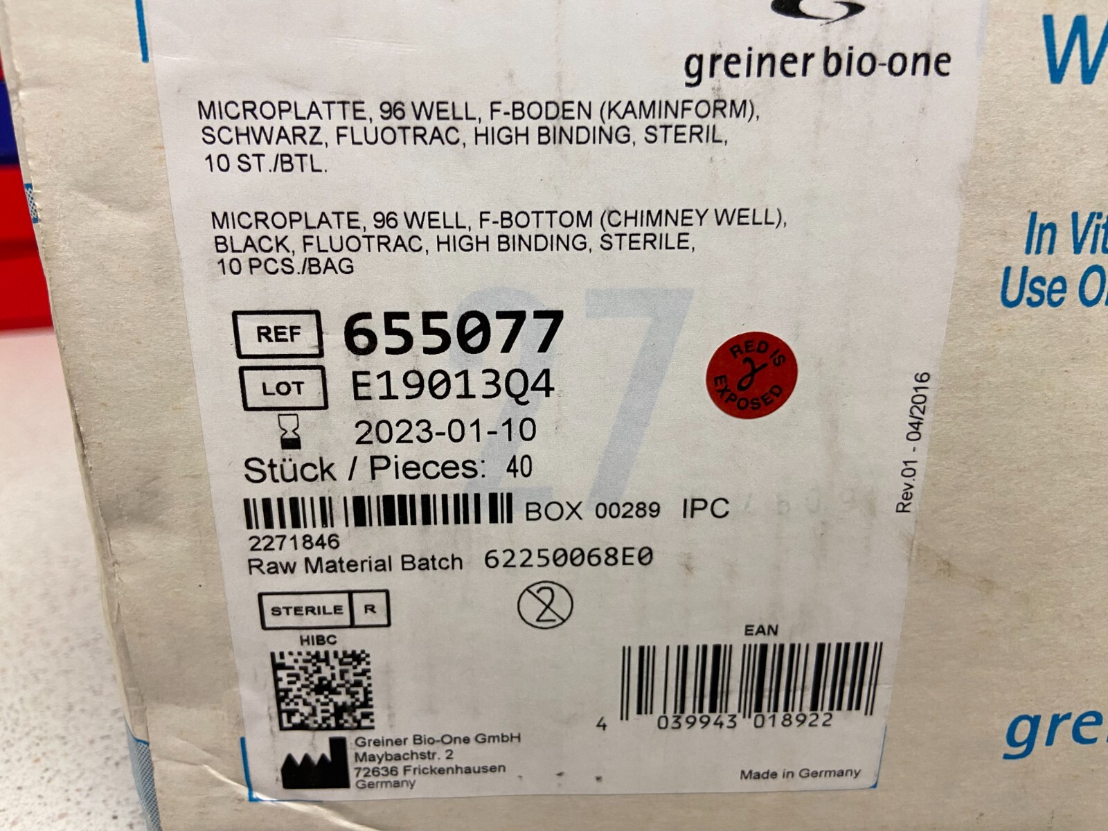 NEW GRAINER Bio-One #655077 MICROPLATE 96 WELL PP, F-BOTTOM, CHIMNEY ...