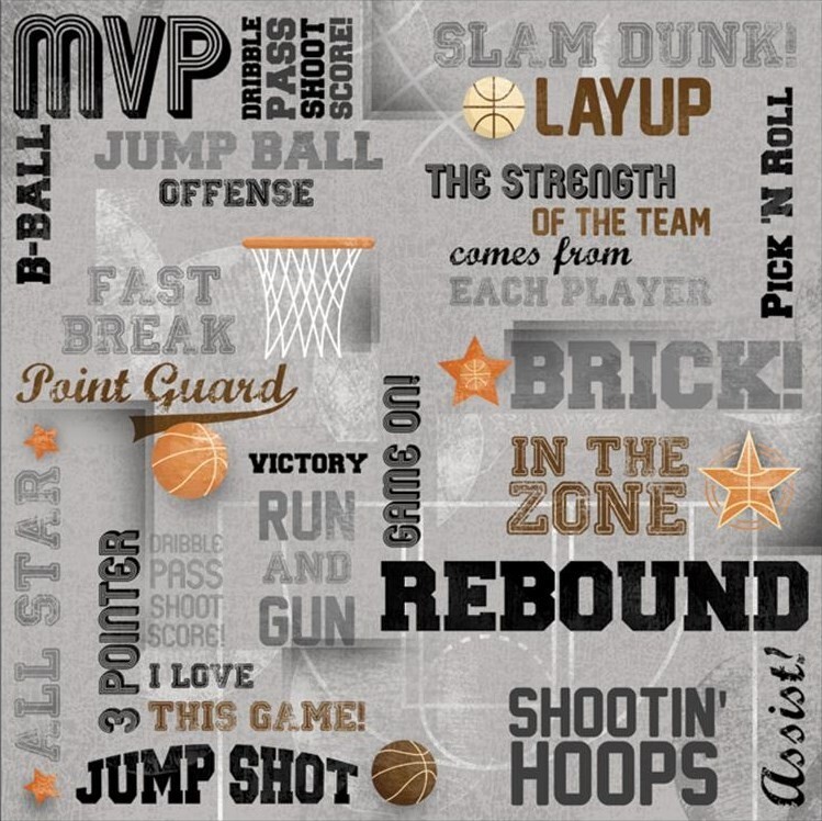 Slam Dunk Collage - basketball scrapbook paper - Karen Foster Design ...
