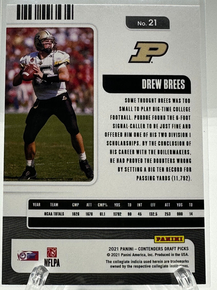 DREW BREES - 2021 Contenders Draft Picks Season Ticket base card #21 | eBay