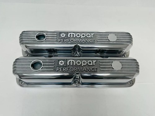 NOS MOPAR 318 340 360 POLISHED DIE-CAST ALUMINUM VALVE COVERS & LOGO ...
