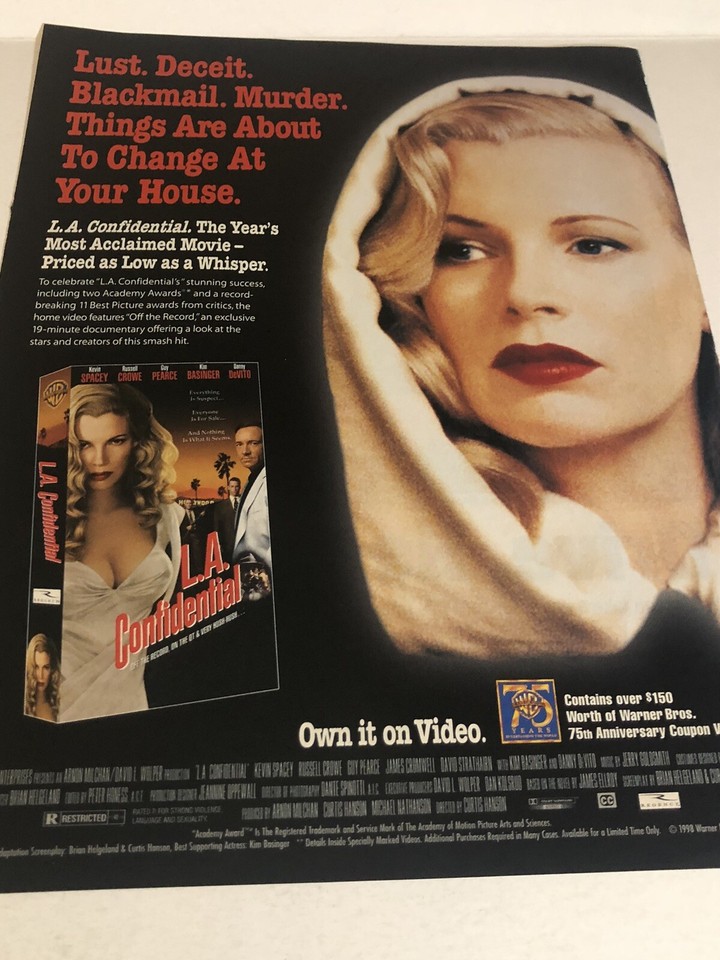 LA Confidential Vintage Print Ad Advertisement Kim Basinger Russell ...