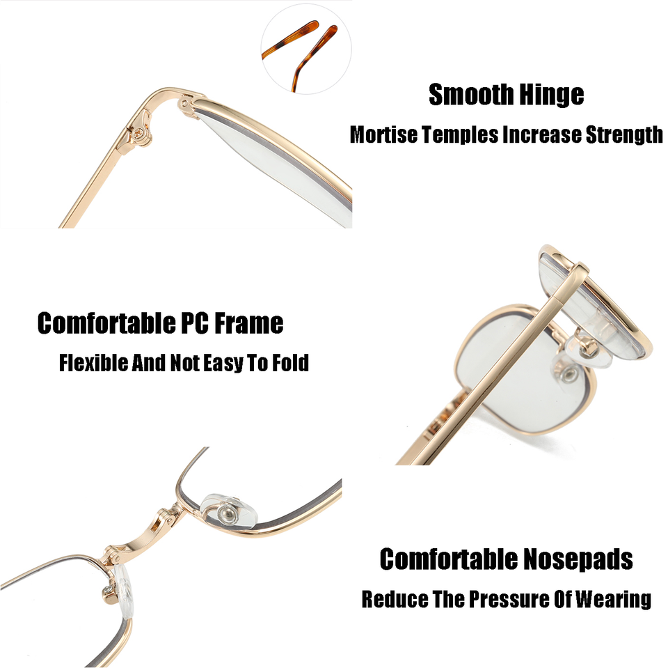 Foldable Multifocal Photochromic Reading Glasses Portable Metal Frame ...
