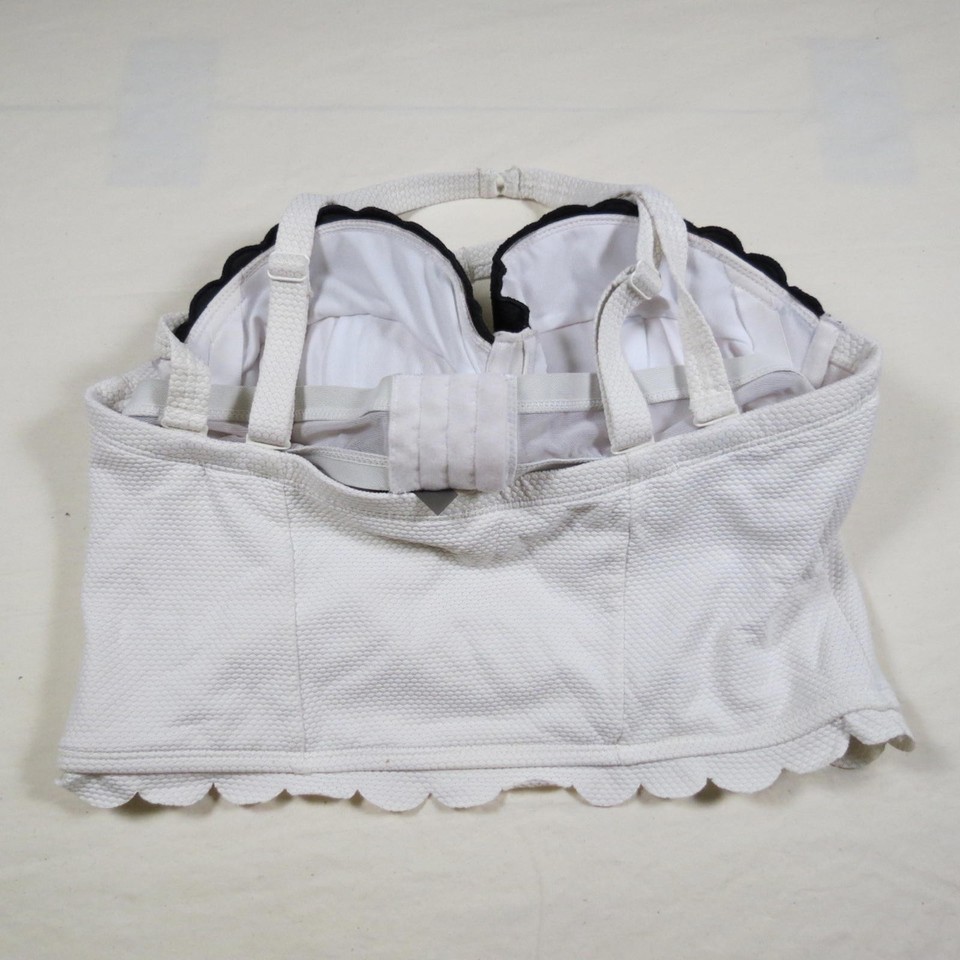 Torrid Size 00 White and Black Scalloped Midkini Push-Up Strap Swim ...