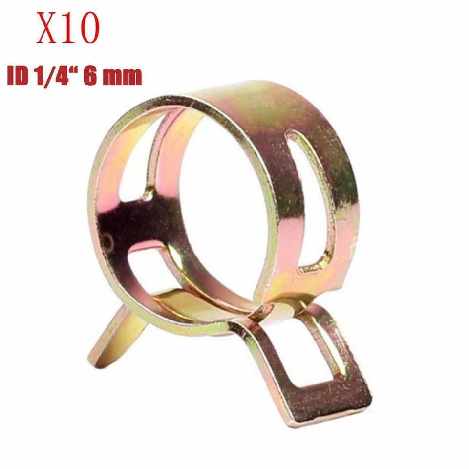 10pcs/Set ID 1/4 6mm Spring Clip Vacuum Fuel Oil Hose Line Clamp Low ...