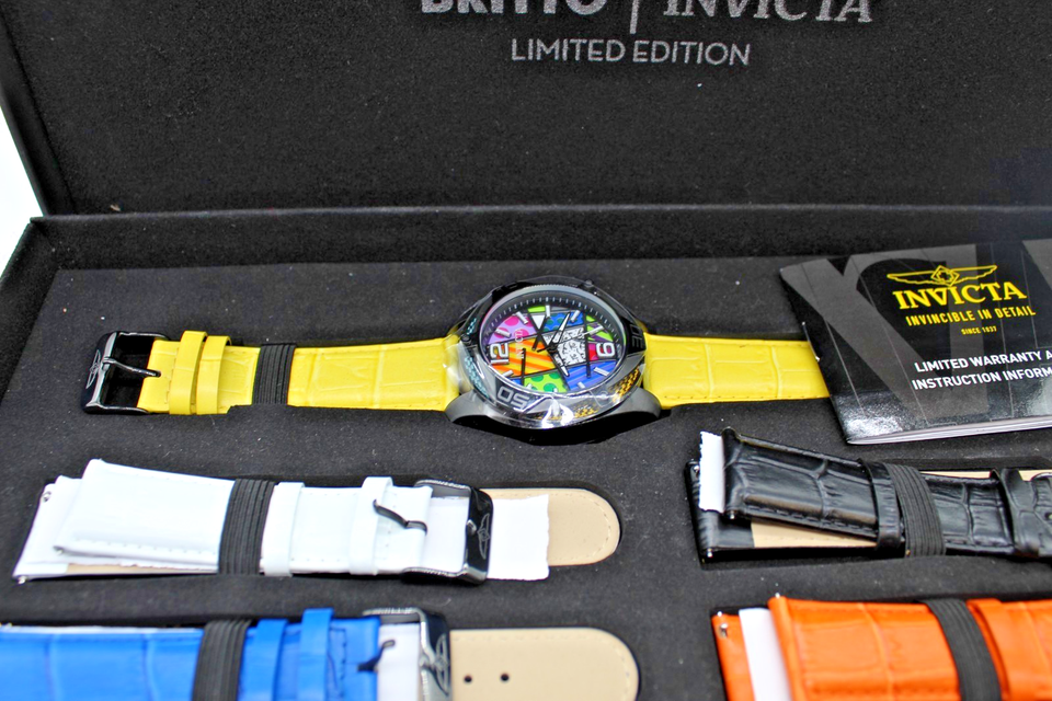 Invicta 43mm 32405 Britto Limited Edition Quartz Watch Set w/5 Leather ...