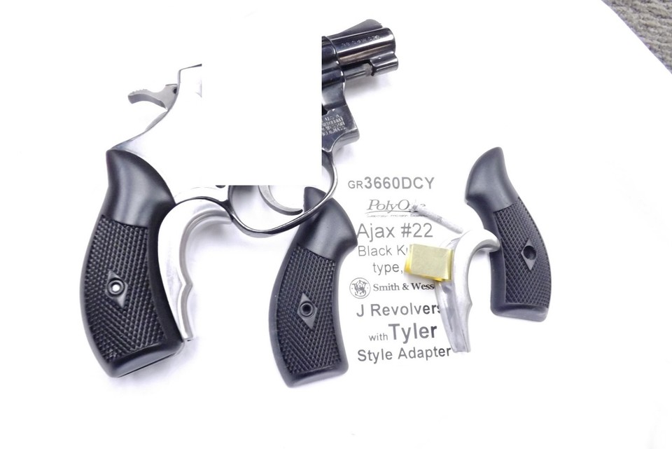 Black Ajax copy Grips with T-Grip Tyler style Adapter S&W J Revolvers ...