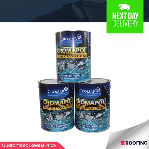 3 x Cromapol 5KG | Acrylic Roof Coat | Roof Paint Sealant | Waterproof ...