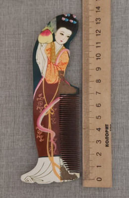 Geisha Wood Hair Comb, Geisha Girl Comb, Japan Geisha Folk Art ...