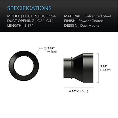 Duct Adapter 6” to 4” Ducting Reducer Increaser Cone for Grow Tent ...