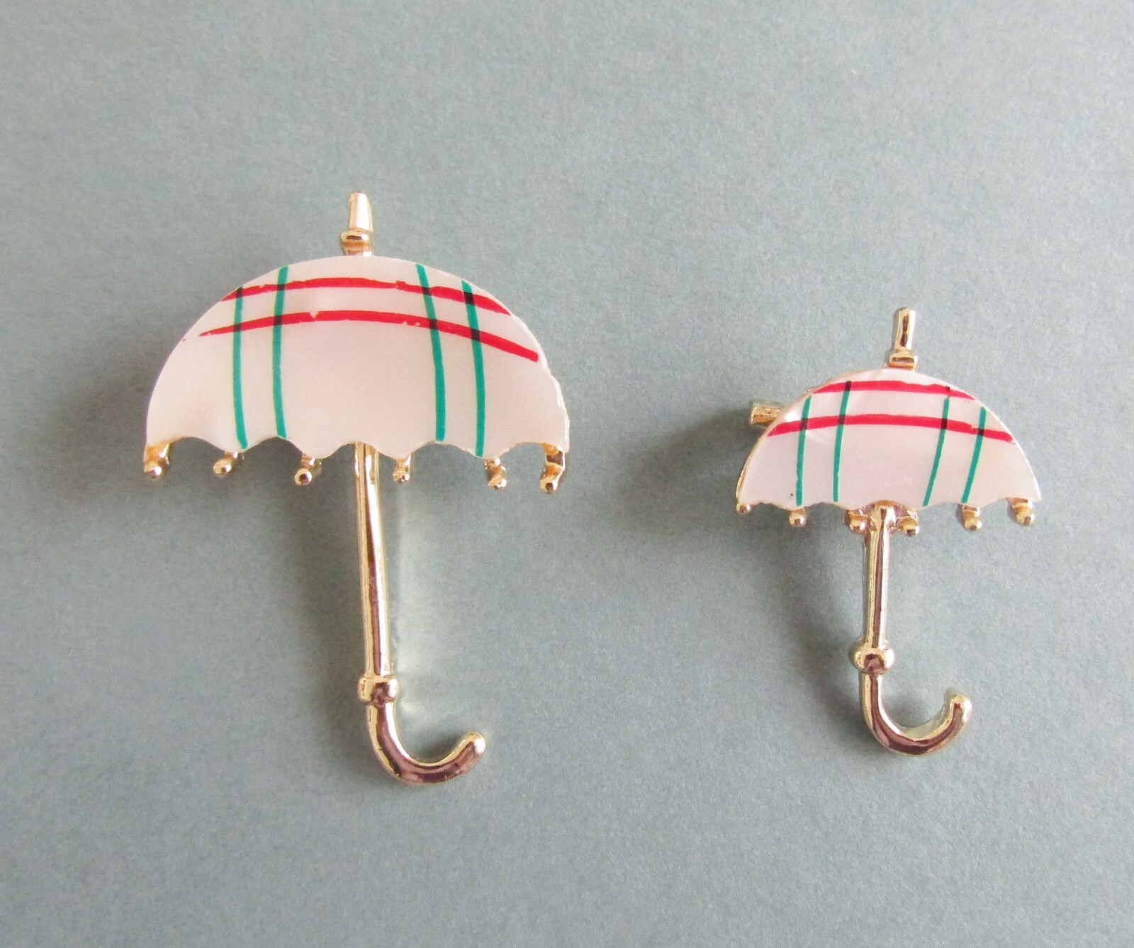 vintage 2 UMBRELLA PIN SET Two Sizes MOTHER OF PEARL - Gem