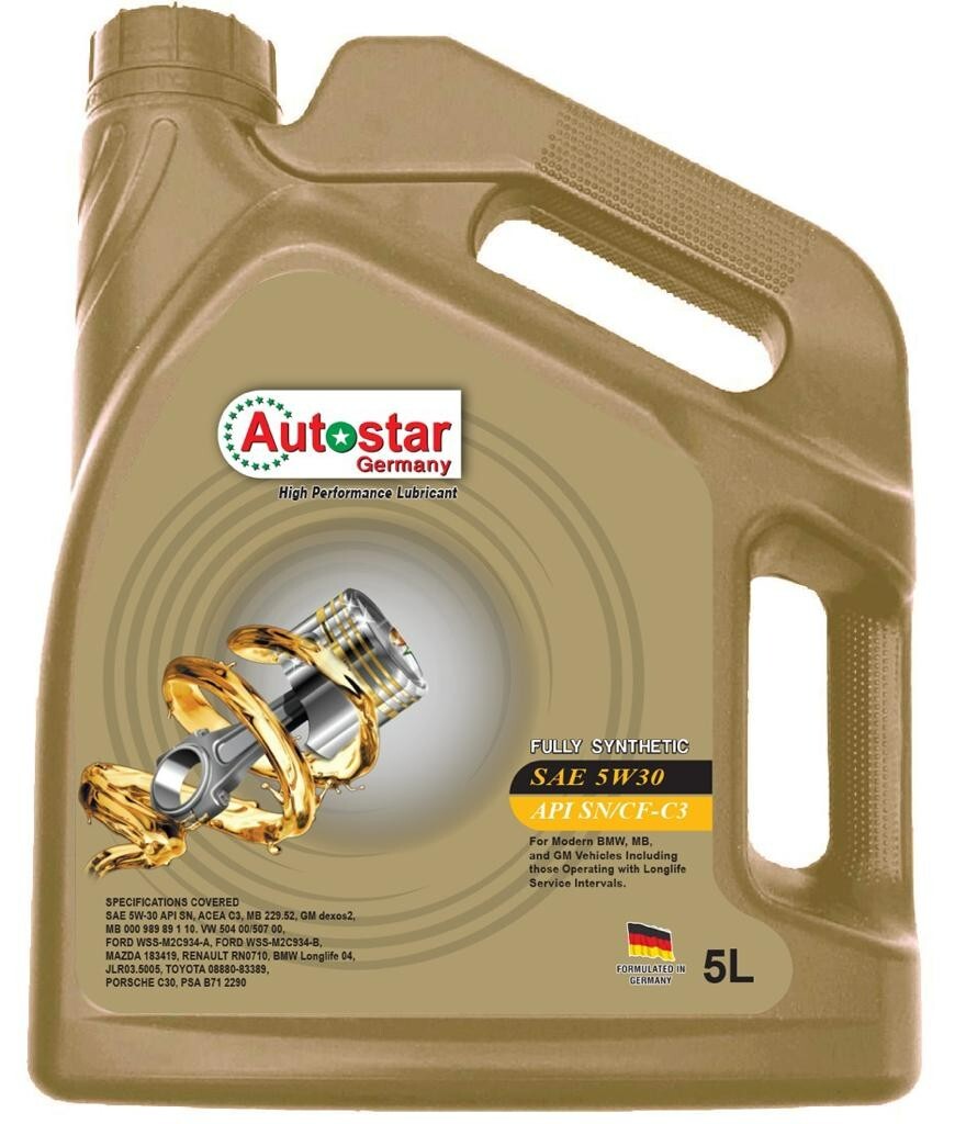 Autostar 5L Premium 5w30 Fully Synthetic Long Life Engine Oil Low Saps ...