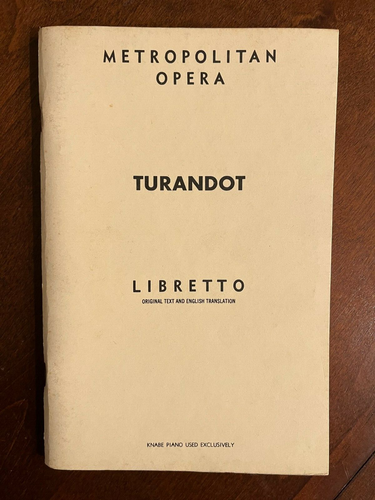Metropolitan Opera Turandot Libretto Puccini | eBay