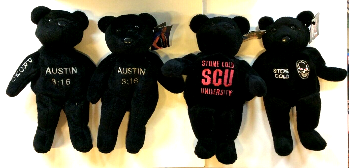 WWE/WWF (Lot of 4) new w/ tags Stone Cold Steve Austin Beanie Black 4 ...