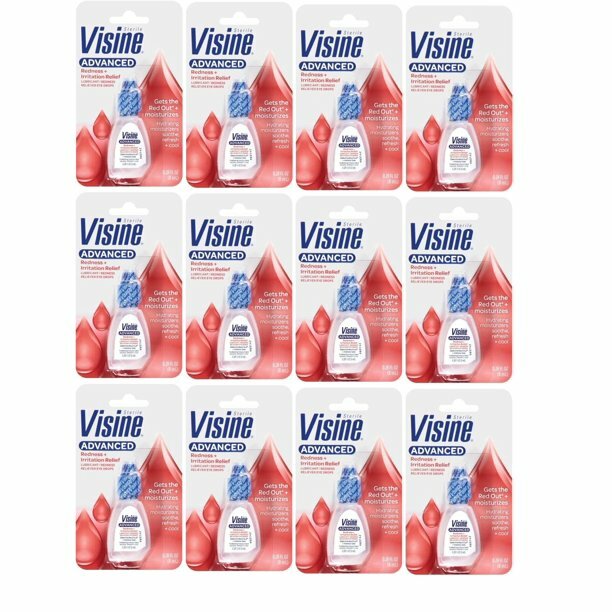 12 Pack of Visine Advanced Relief Redness Reliever Eye Drops 0.28 Fluid ...