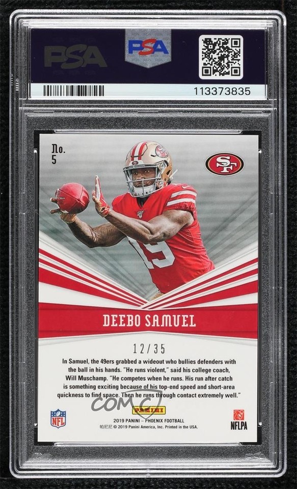 2019 Panini Phoenix Catching Fire Blue /35 Deebo Samuel #5 PSA 9 MINT ...