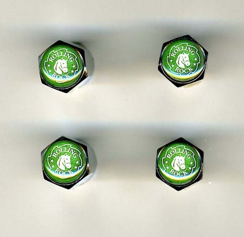 Rolling Rock 4 Chrome Plated Brass Tire Valve Caps Car/Bike Rolling ...