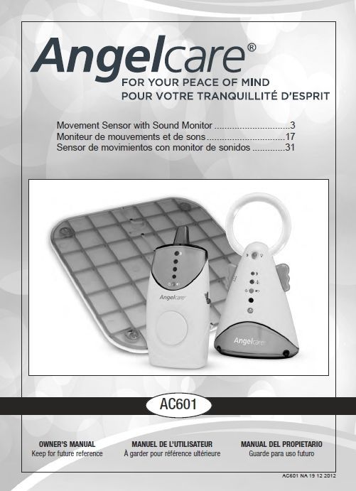 Angelcare Simplicity AC601 BABY MONITOR Breathing Movement Sound SENSOR ...