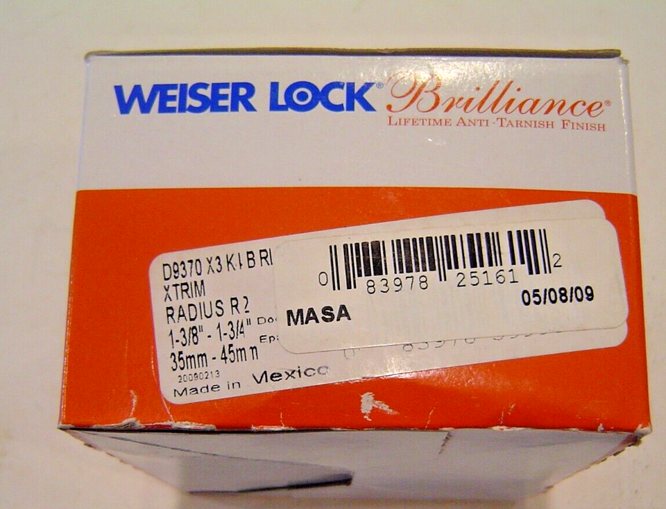 Weiser Double Cylinder Deadbolt Lock Bright Brass D9370 X3 1- 3/8”-1-3/ ...