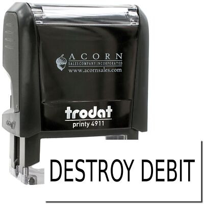 Self-Inking Destroy Debit Stamp Size 5/8" Tall x 1-5/8" Wide | eBay