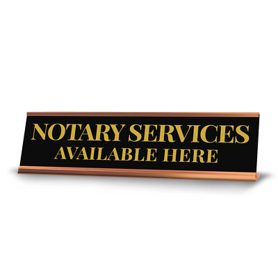 Signs ByLITA Notary Services Available Here Gold Frame Desk Sign (2x8 ...
