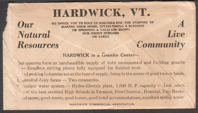 1921 granite dairy advertising J Leo Johnson Hardwick VT cover to ...